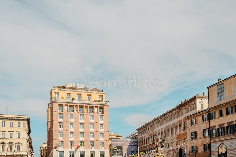 Rome - the Hotel Bernini stock image. Image of structures - 250367453