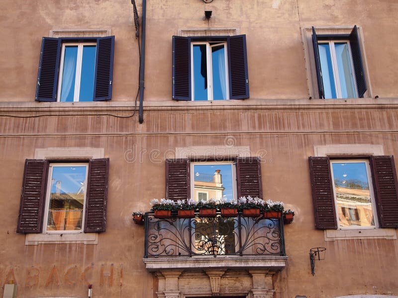 Rome Facade of a Building with Windows Editorial Photo - Image of ...