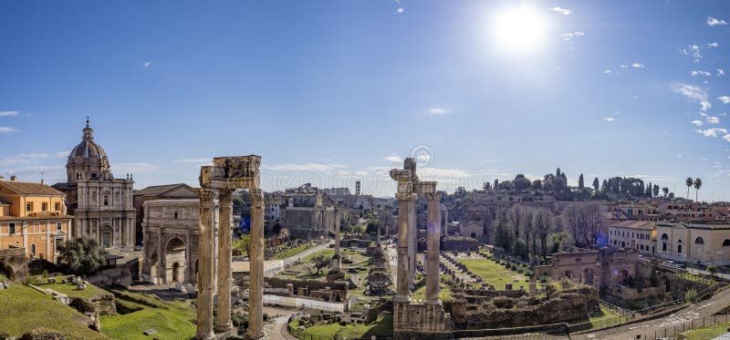 Rome Imperial Forums Aerial View Stock Image - Image of urban, italian ...