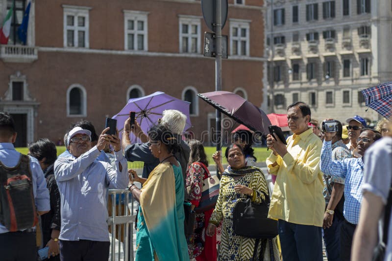 Rome, Italia - June 17, 2019 a Group of Indian Tourists in Rome ...