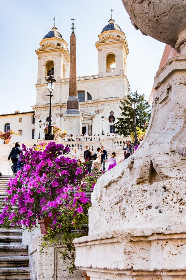 ROME, ITALY, 24 APRIL 2017. Spanish Steps with Flowers in Bloom ...