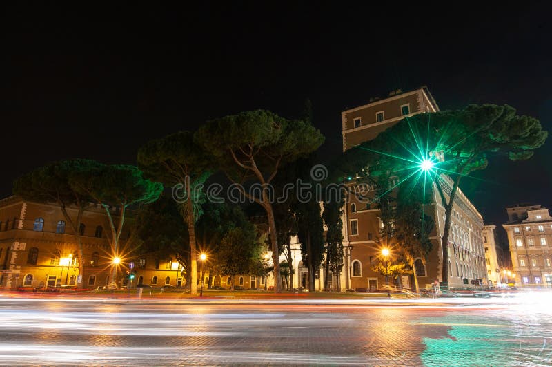 Rome, Italy, Architecture, City Center at Night with Backlight Stock ...