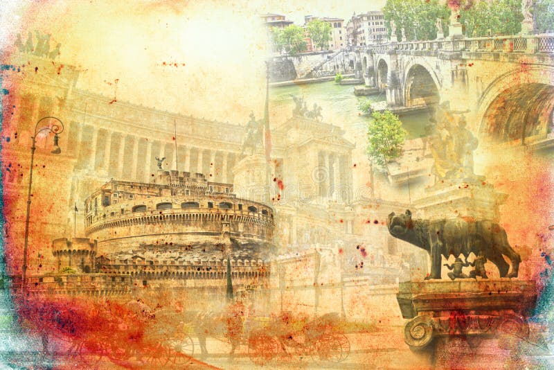 Rome Italy Art Illustration Stock Illustration - Illustration of empire ...