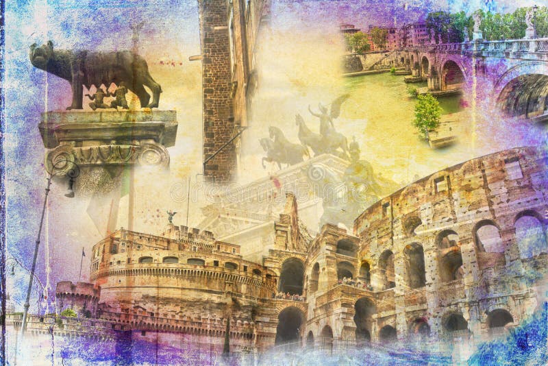 Rome Italy Art Illustration Stock Illustration - Illustration of ...