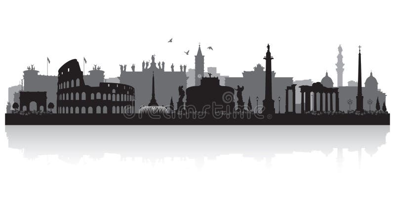Rome Italy City Skyline Silhouette Stock Vector - Illustration of ...