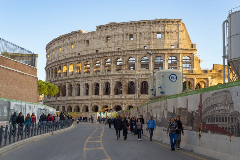 The Colosseum and the Imperial Forums with the Construction Site for ...