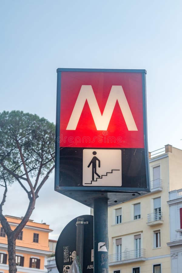 The logo of the Rome metro editorial stock image. Image of metro ...