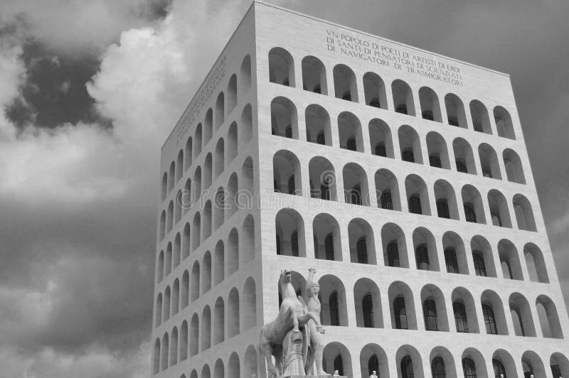 Rome, Italy, EUR, Square Colosseum Stock Image - Image of architectural ...