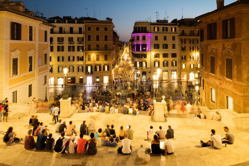 View of Piazza Di Spagna and Central Rome at Night from the Spanish ...