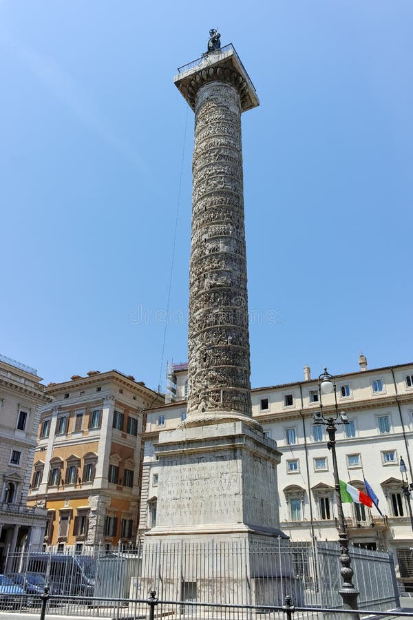 ROME, ITALY - JUNE 23, 2017: Amazing View of Marcus Aurelius Column in ...