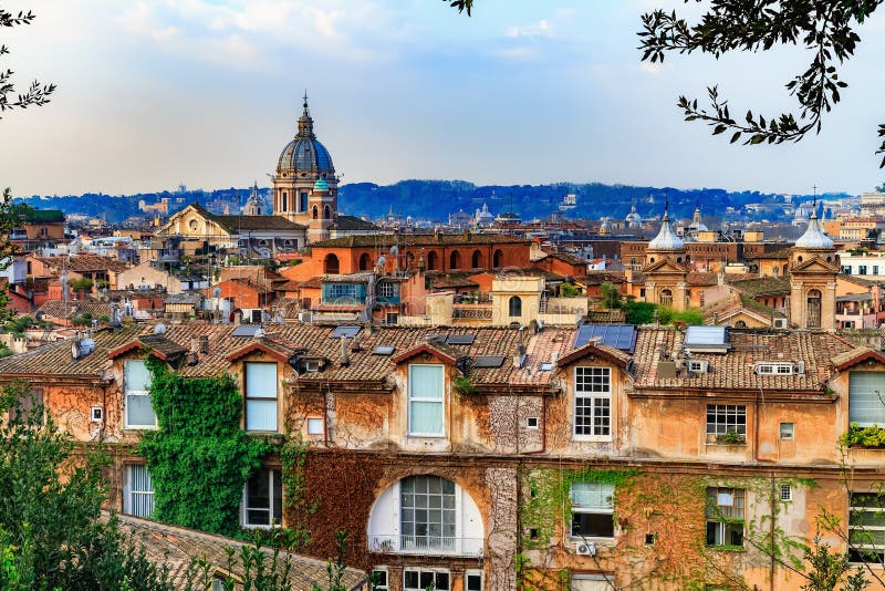 Rome, Italy landscape stock image. Image of dome, rooftops - 55825373