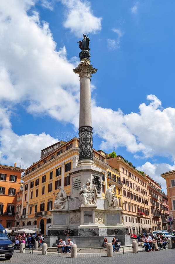 Piazza Colonna Obelisk In Rome Italy Stock Photo - Image of famous ...
