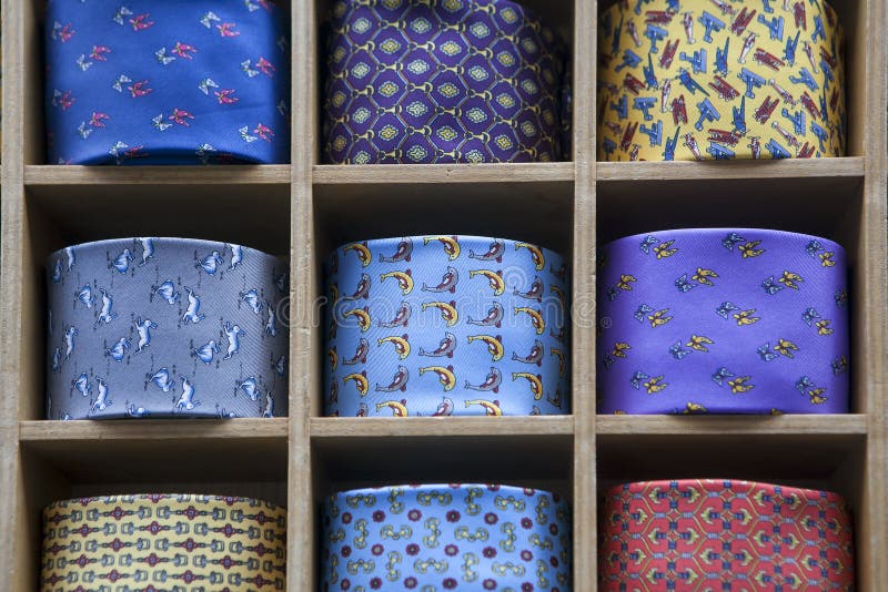 Multi-colored Ties with a Pattern are Sold in the Boutique Editorial ...