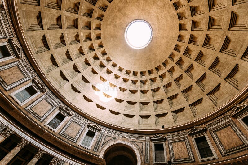 Rome, Italy. Close View Ceiling Inside of Pantheon Editorial Stock ...