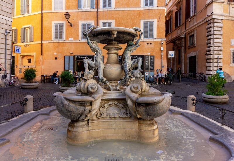 Rome, Italy - October 2022: Turtle Fountain in Rome Editorial Photo ...