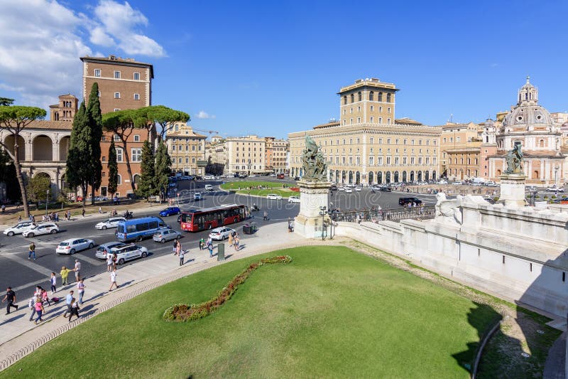 Venice Square (Piazza Venezia) in Center of Rome, Italy Editorial ...