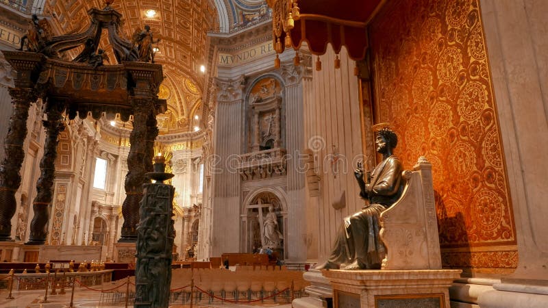 ROME, ITALY- SEPTEMBER 30, 2015: a Side View of Saint Peter`s Statue in ...