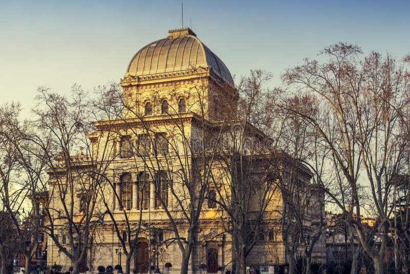 Rome Synagogue Exterior at Sunset Stock Image - Image of jewish ...