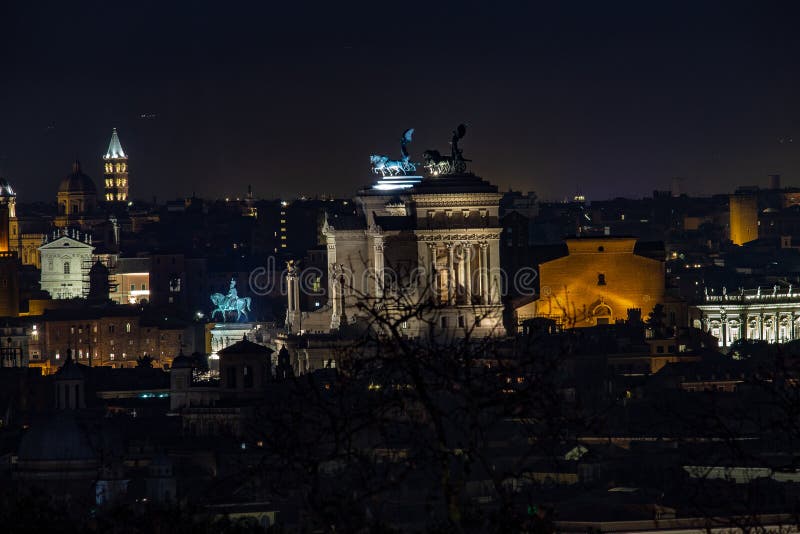 View of Rome, of the Main Monuments at Night. Stock Photo - Image of ...