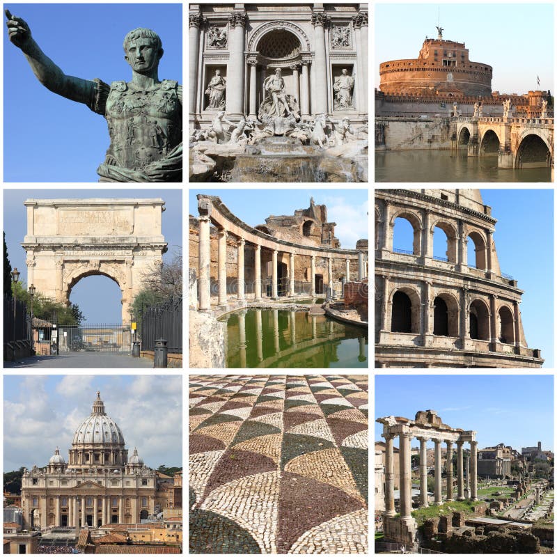 Rome landmarks collage stock photo. Image of forum, augustus - 28955912