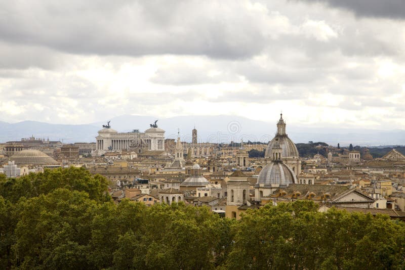 Rome Landscape Under Cloudy Sky Stock Photo - Image of architecture ...