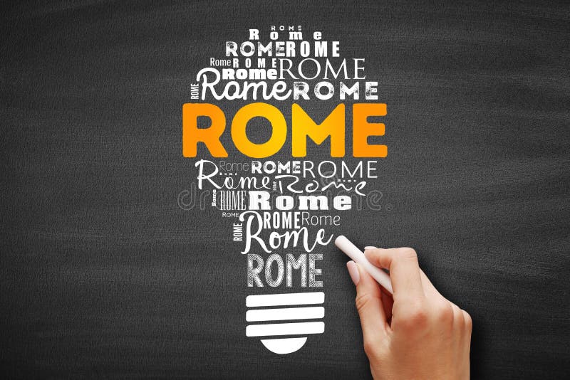 Rome light bulb word cloud stock image. Image of blackboard - 197799115