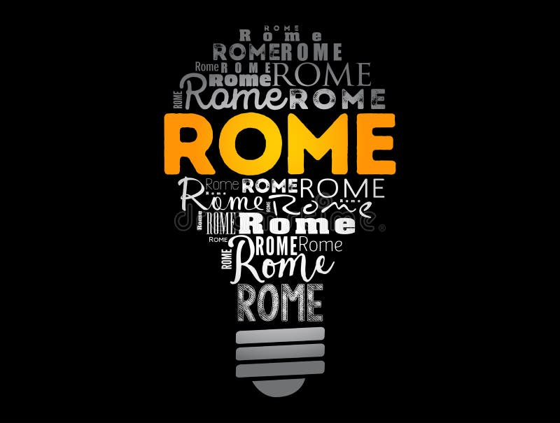 Rome Light Bulb Word Cloud, Travel Concept Stock Illustration ...