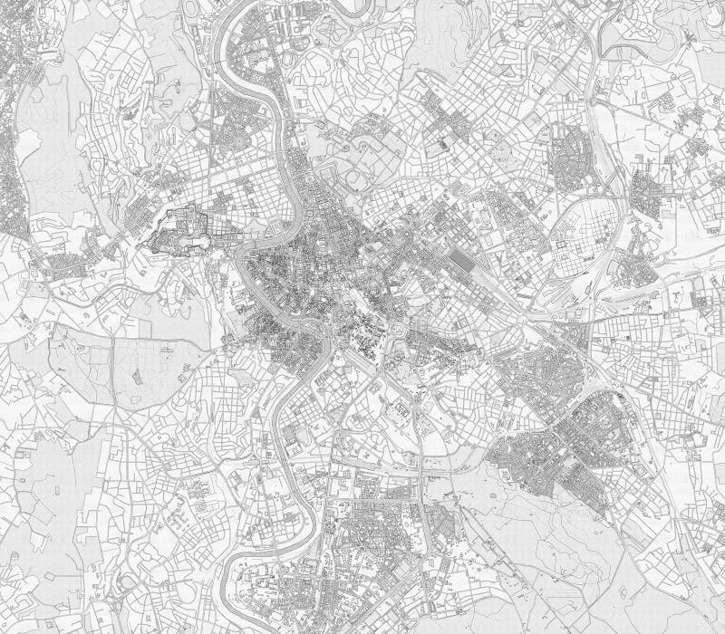 Rome Map Satellite View Drawing Stock Illustration - Illustration of ...