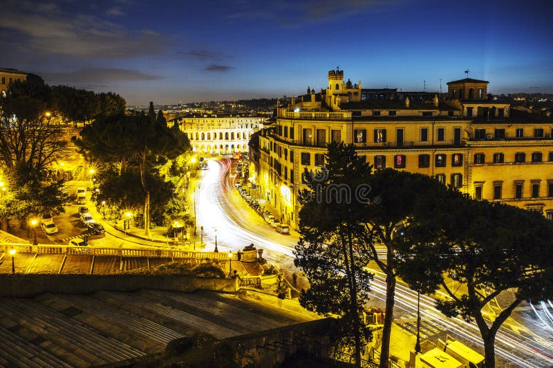 Rome by Night: Illuminated Streets and Skyline from the Spanish Steps ...