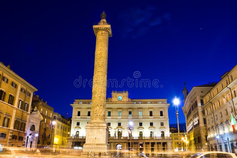 Rome night scene stock photo. Image of column, italy - 37980272