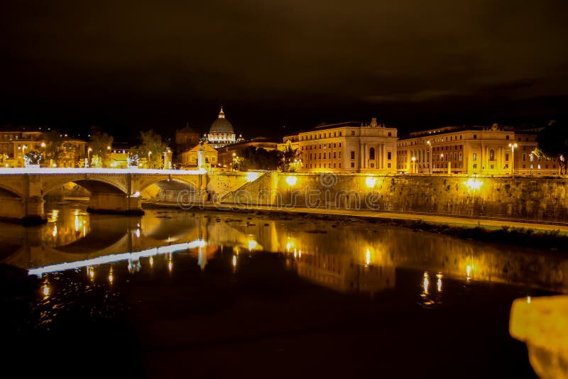 Rome in the night stock photo. Image of column, angel - 35639132
