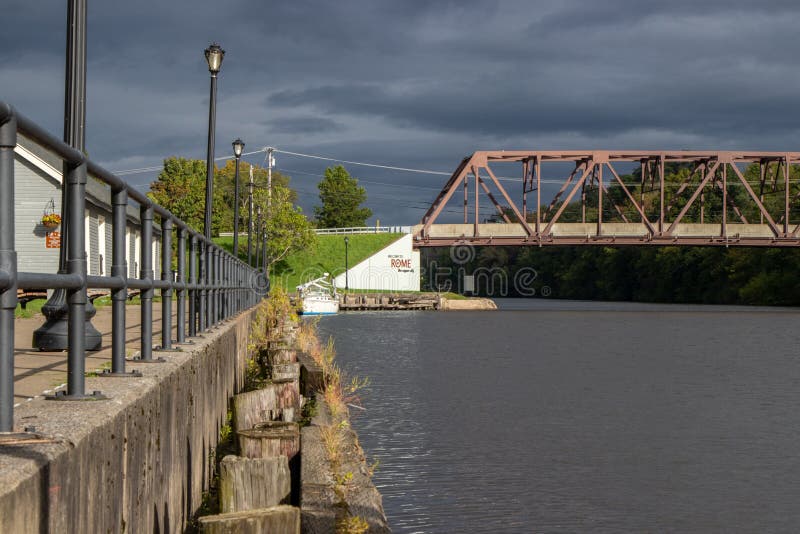 Bridge Over the Erie Canal in Rome, NY Stock Image - Image of psot ...