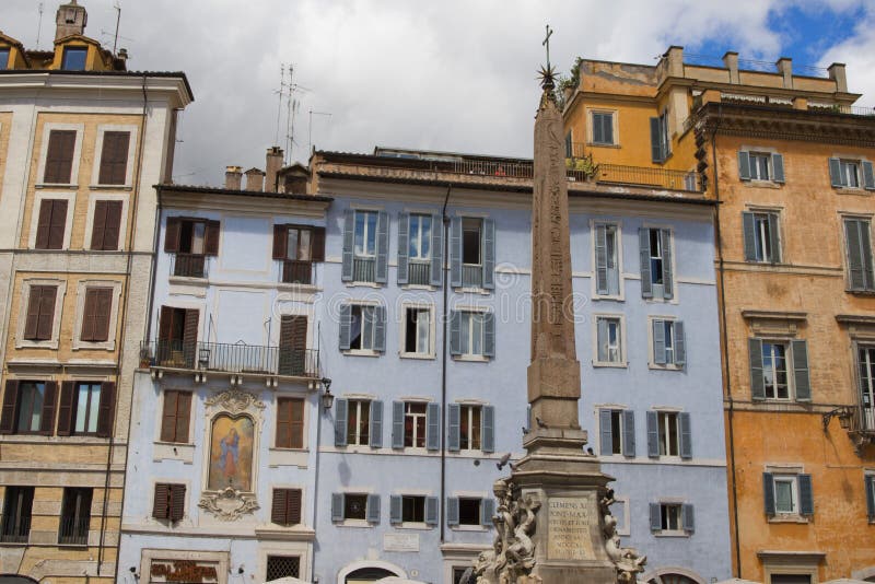 Rome Old Obelisk in Pantheon Place Stock Photo - Image of christian ...