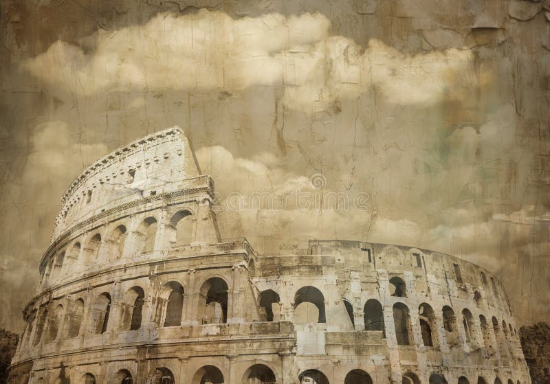 Rome Old Postcard, Colosseum - Vintage Style, Retro Texture Stock Photo ...