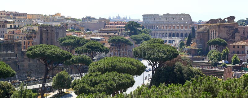 Rome, Skyline of the Ancient City with the Colosseum Stock Image ...