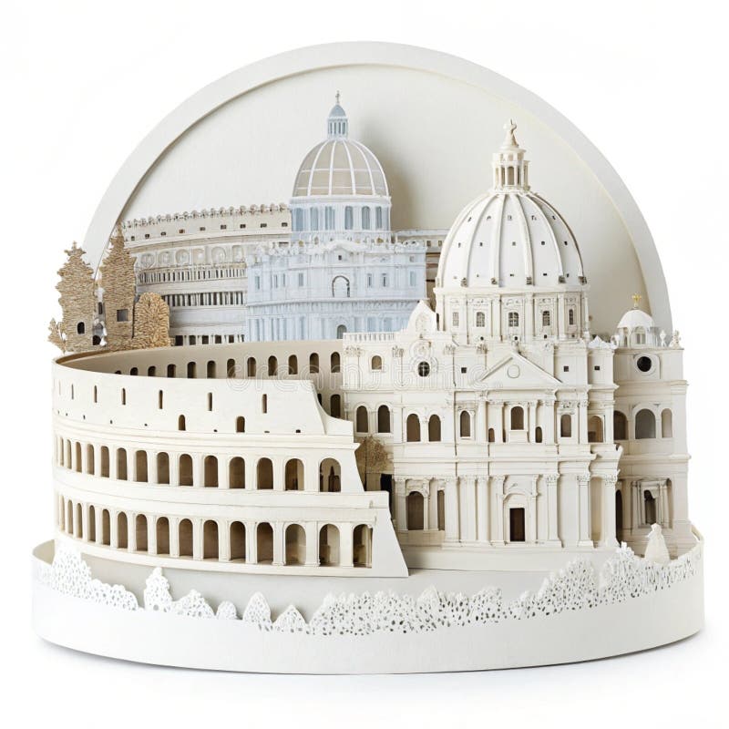 Rome in Paper Cut Style Isolated on White Background Stock Illustration ...