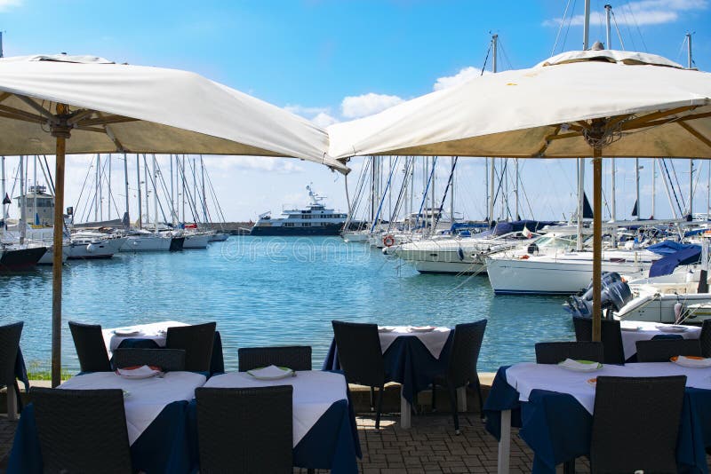 Rome Port View through the Tables of a Restaurant Editorial Stock Photo ...