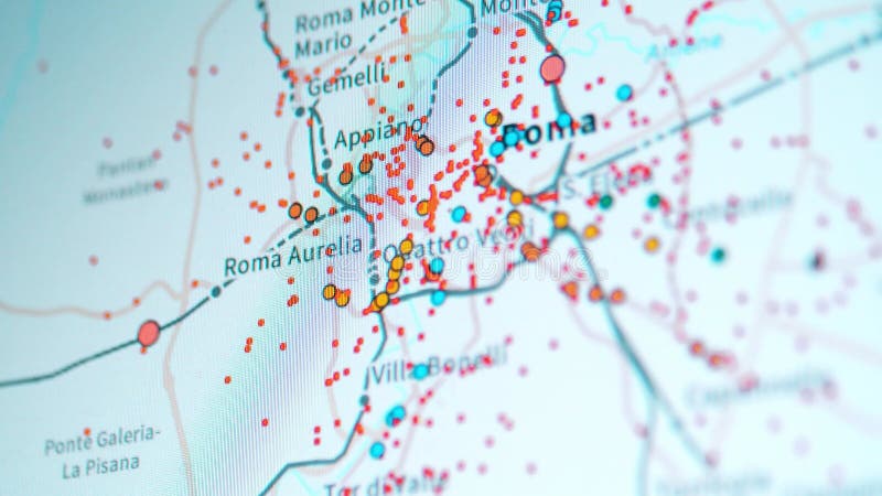 Rome Public Transport Map on the Screen with Moving Data Points ...