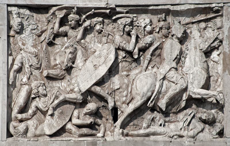 Rome - Relief from Constantine Triumph Arch Stock Photo - Image of ...