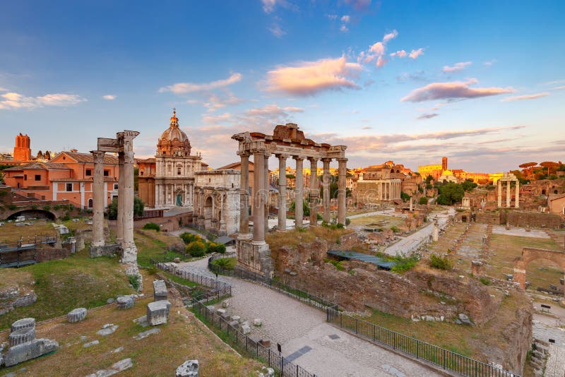 Rome. Roman Forum at Sunset. Stock Image - Image of evening, arch ...