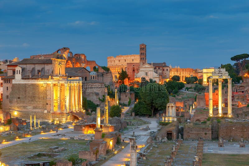 Rome. Roman Forum at Sunset. Stock Image - Image of architecture ...