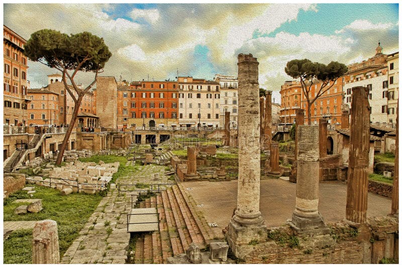 Rome Ruins of Ancient Constructions - Picture in Retro Style Stock ...