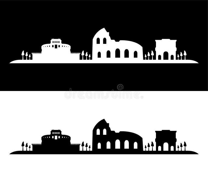 Rome Skyline Silhouette Stock Illustrations – 886 Rome Skyline ...