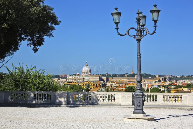 Pincian Hill from Piazza Del Popolo - Rome Stock Photo - Image of step ...