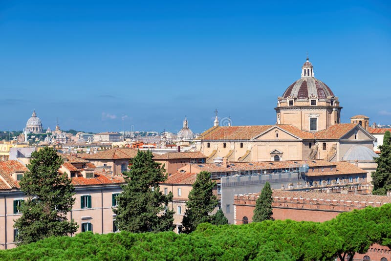 Rome skyline. stock image. Image of cathedral, aerial - 143700063