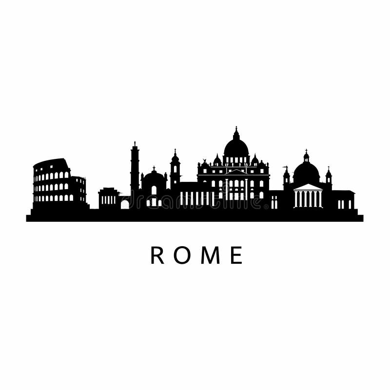 Rome Skyline Silhouette stock vector. Illustration of cityscape - 389940878