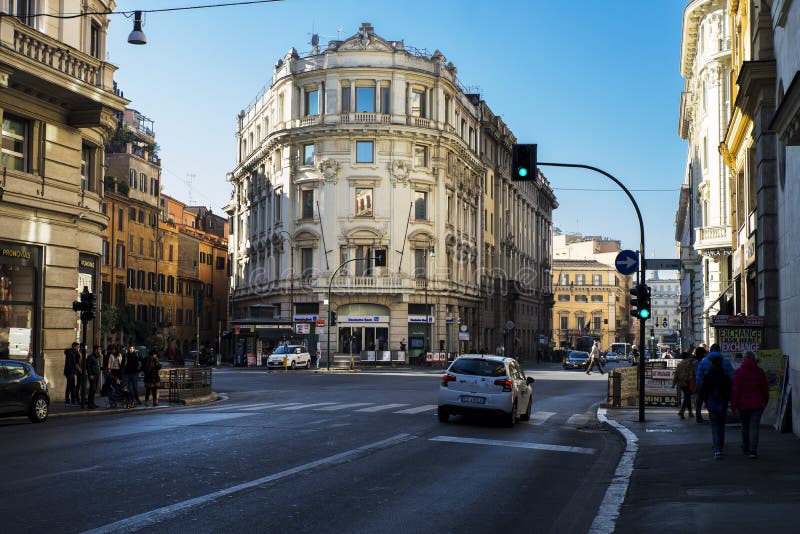 Rome street editorial image. Image of intersection, building - 85407130