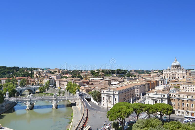 Rome Summer Cityscape, View of the Downtown Stock Image - Image of view ...