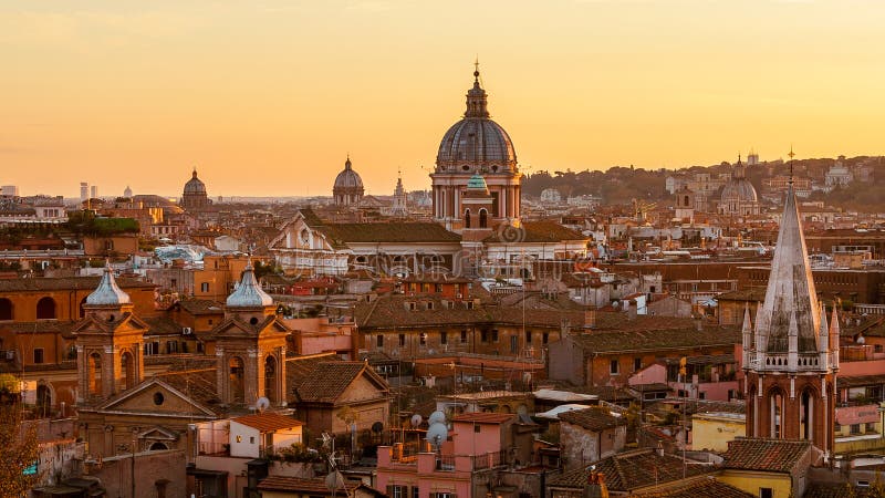 Rome sunset skyline stock image. Image of cross, travel - 197521991