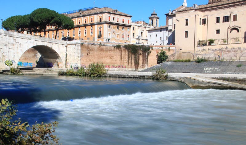 Rome, Tiber Island. stock image. Image of bend, located - 78939185
